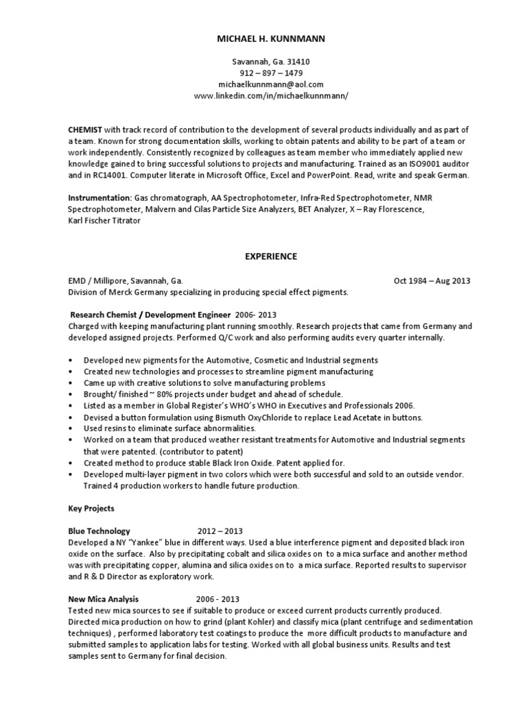 Experienced Chemist in Pigment Development | PDF | Pigment | Aluminium ...