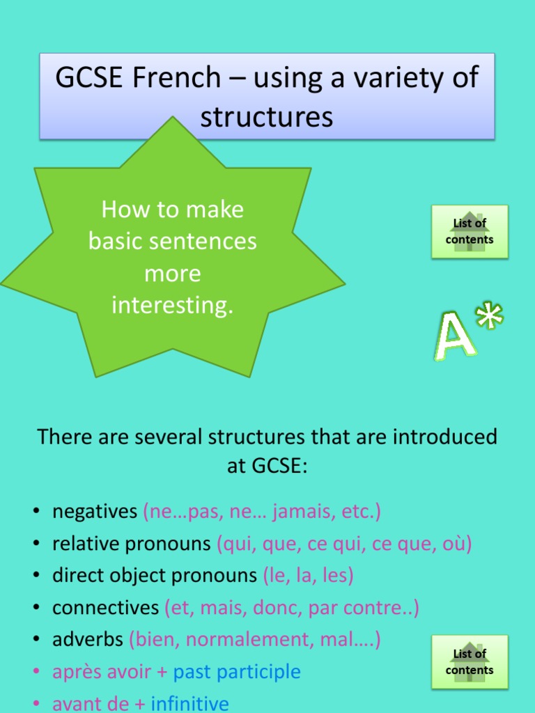 Gcse French Complex Structures 1 | PDF | Lexical Semantics | Grammar
