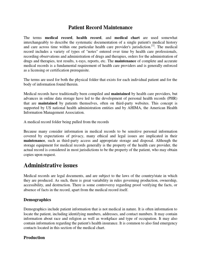 Medical Record Maintenance Essentials | PDF | Medical Record | Health Care