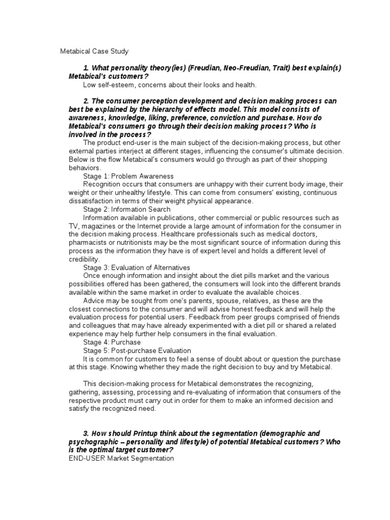 Metabical Case Study | PDF | Market Segmentation | Patient