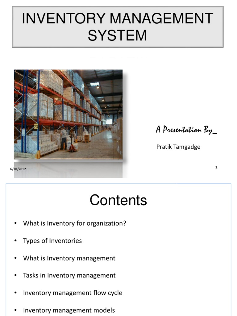 Inventory Management System | PDF | Inventory | Stocks