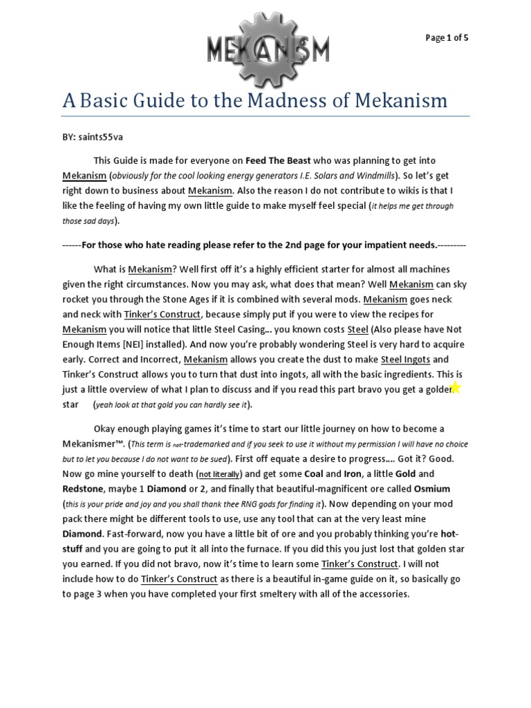 A Guide To The Madness of Mekanism | PDF | Wind Power | Wind Turbine