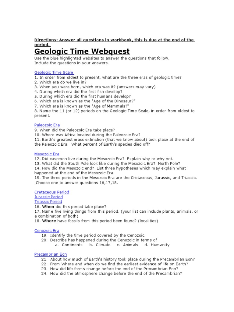 Webquest Geologic Time | PDF