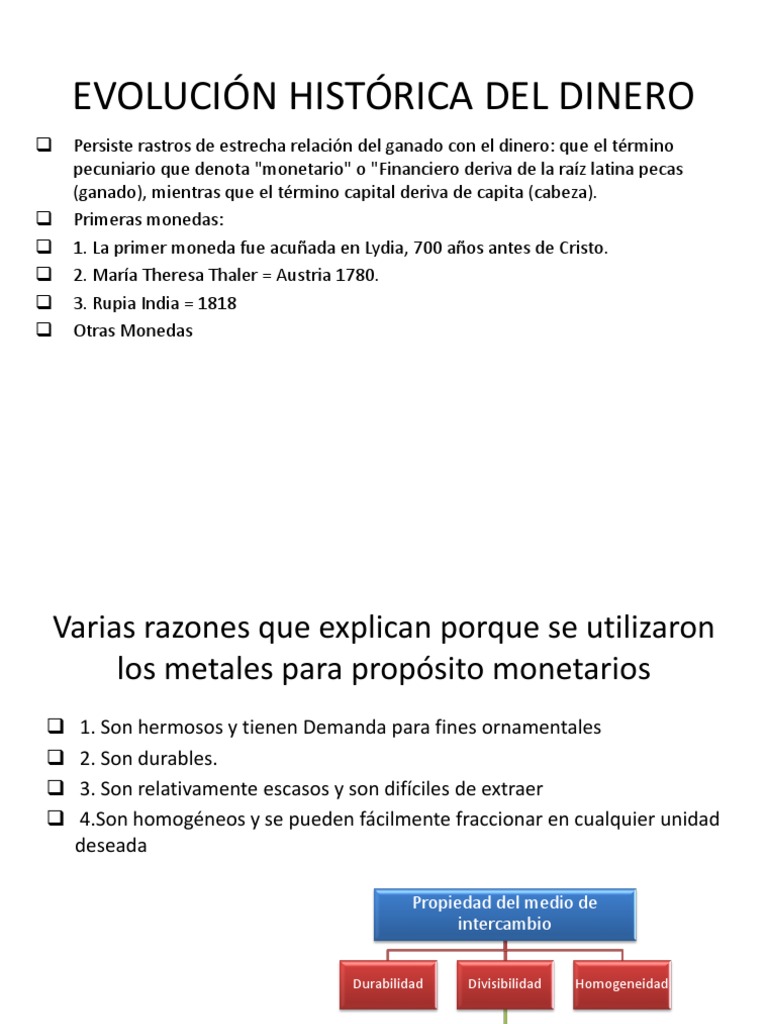 EVOLUCIÓN HISTÓRICA DEL DINERO.pptx | PDF | Inflación | Oferta de dinero