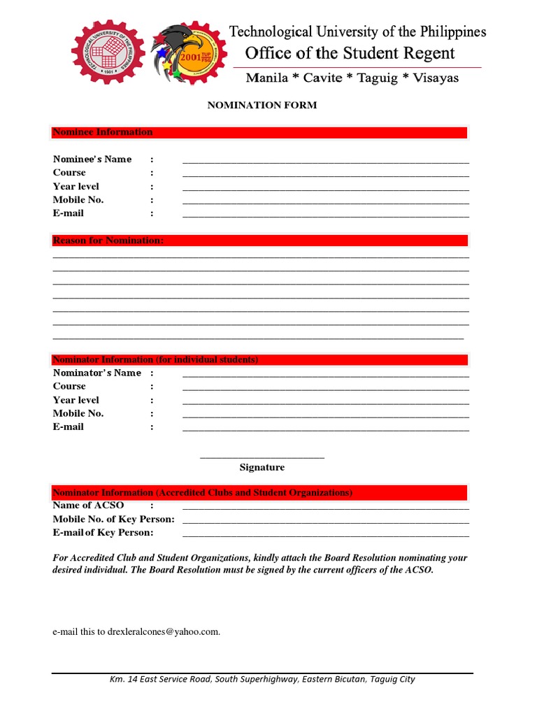 Student Nomination Form | PDF