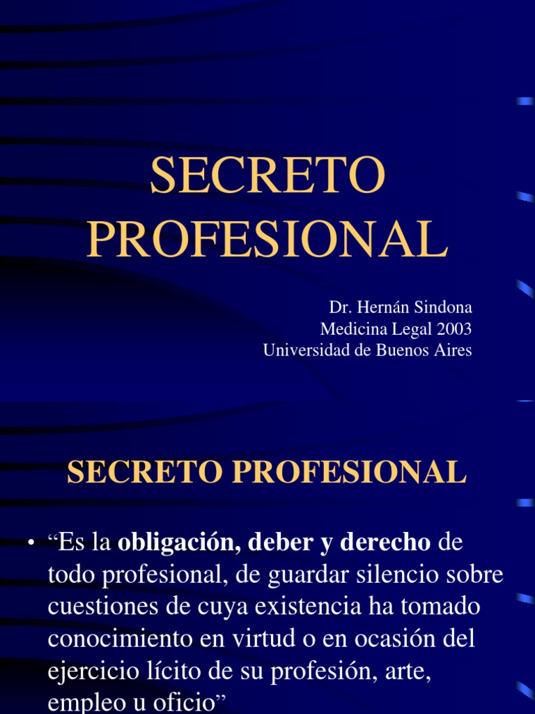 El deber del secreto profesional y sus excepciones legales y éticas | PDF | Confidencialidad ...