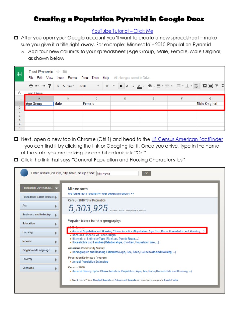 Creating A Population Pyramid in Google Docs | PDF | Spreadsheet ...