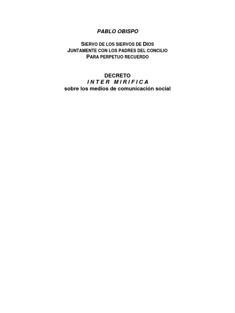 8 - Decreto Inter Mirifica | PDF | Iglesia Católica | Concilio Vaticano II