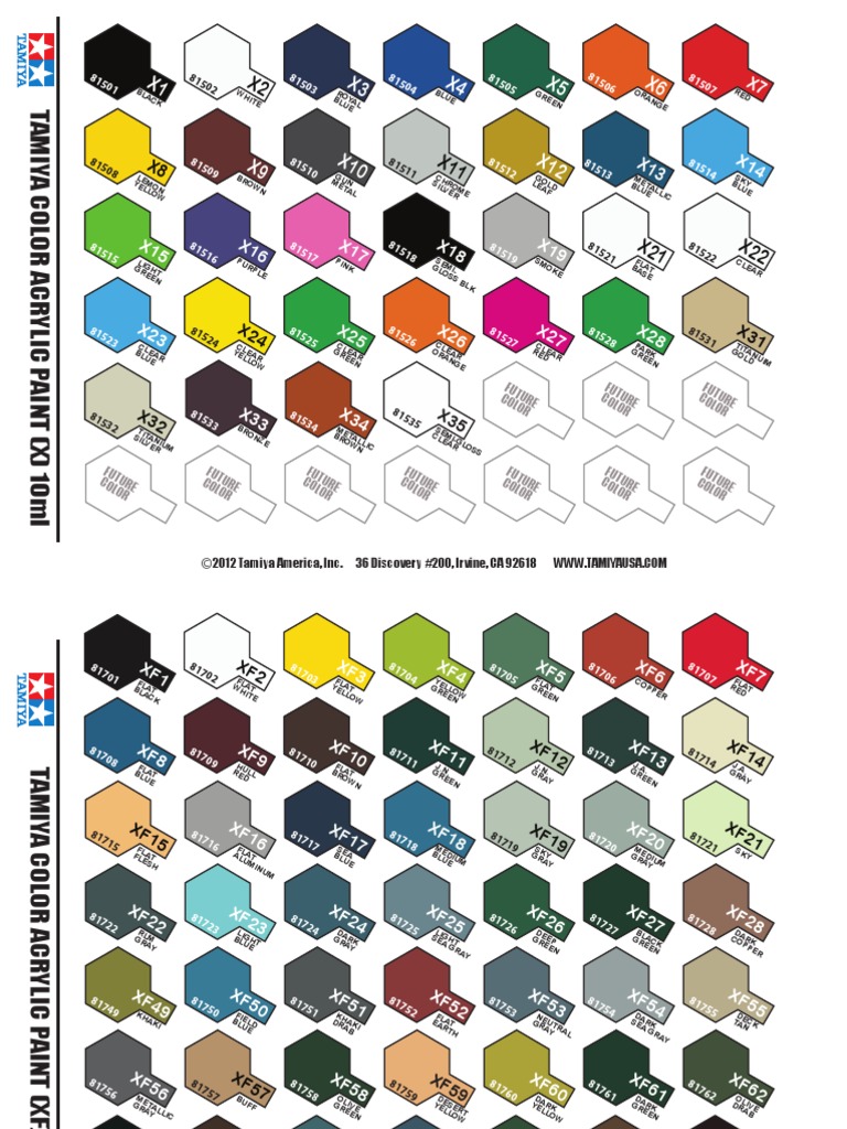 Tamiya Colour Chart | PDF | Conservation And Restoration Materials | Paint