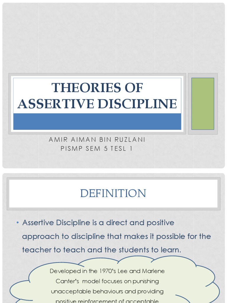 Theories of Assertive Discipline | PDF | Teachers | Learning