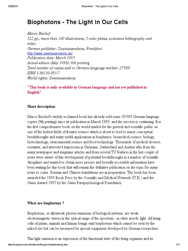 Biophotons - The Light in Our Cells | Morphogenesis | Vitalism