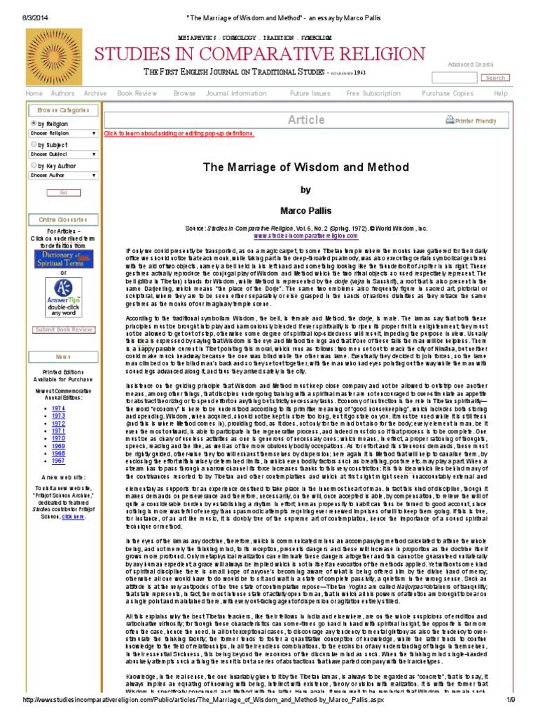 The Marriage of Wisdom and Method (Marco Pallis) PDF | PDF ...