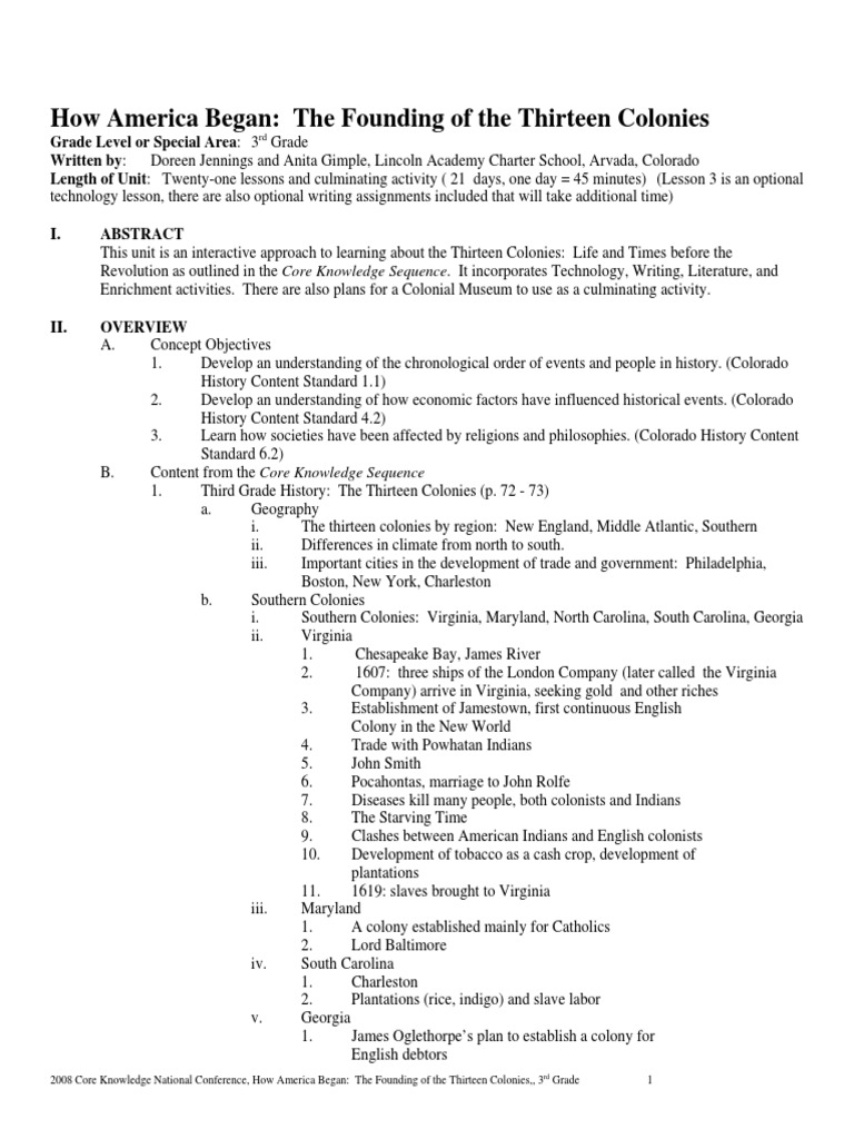 How America Began The Founding of The Thirteen Colonies PDF | PDF ...