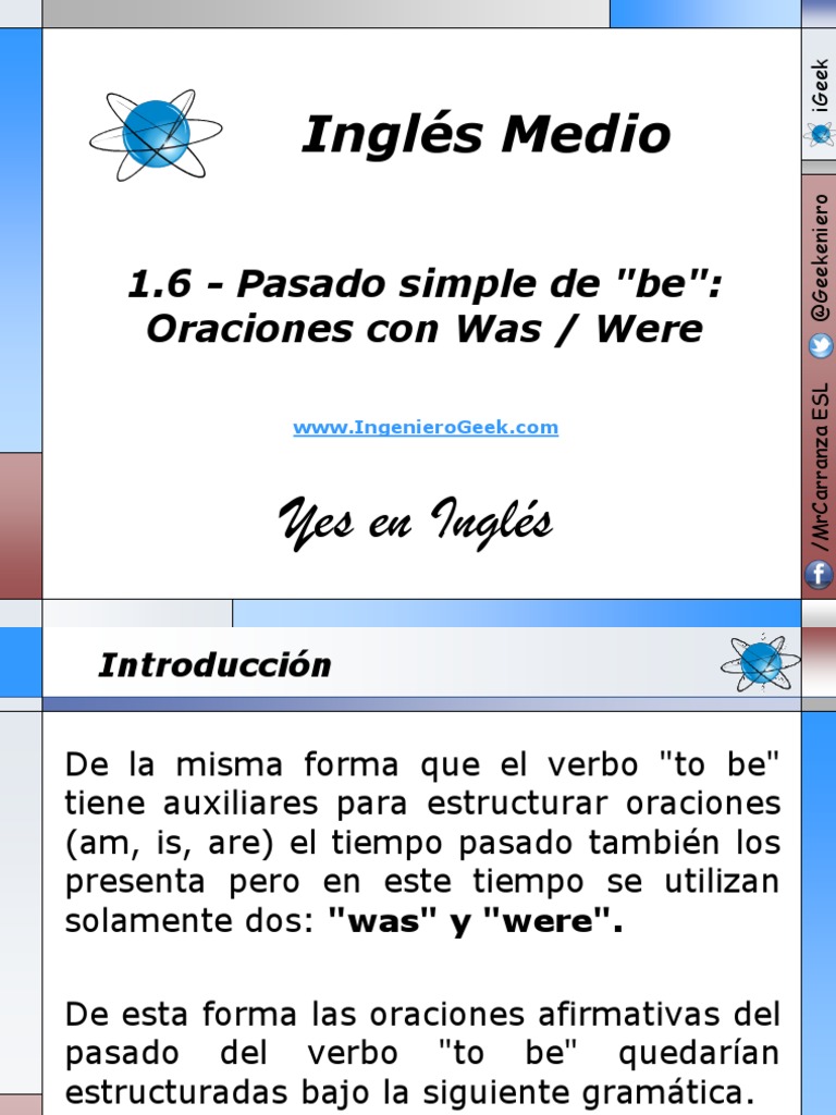 1.6 - Pasado simple de be Oraciones con Was Were.pptx | Oración ...
