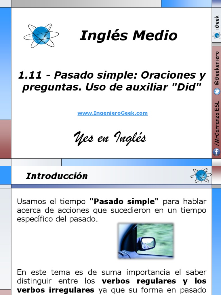 1.11 - Pasado simple Oraciones y preguntas. Uso de auxiliar Did.pptx ...