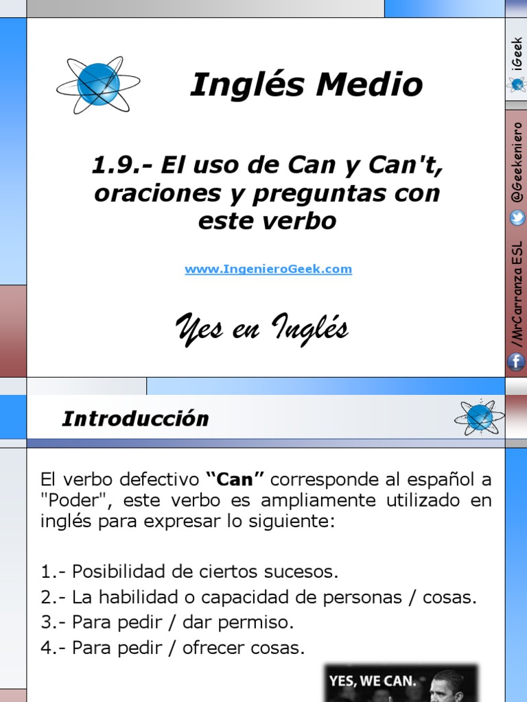 1.9. - El Uso de Can y Can't, Oraciones y Preguntas Con Este Verbo ...