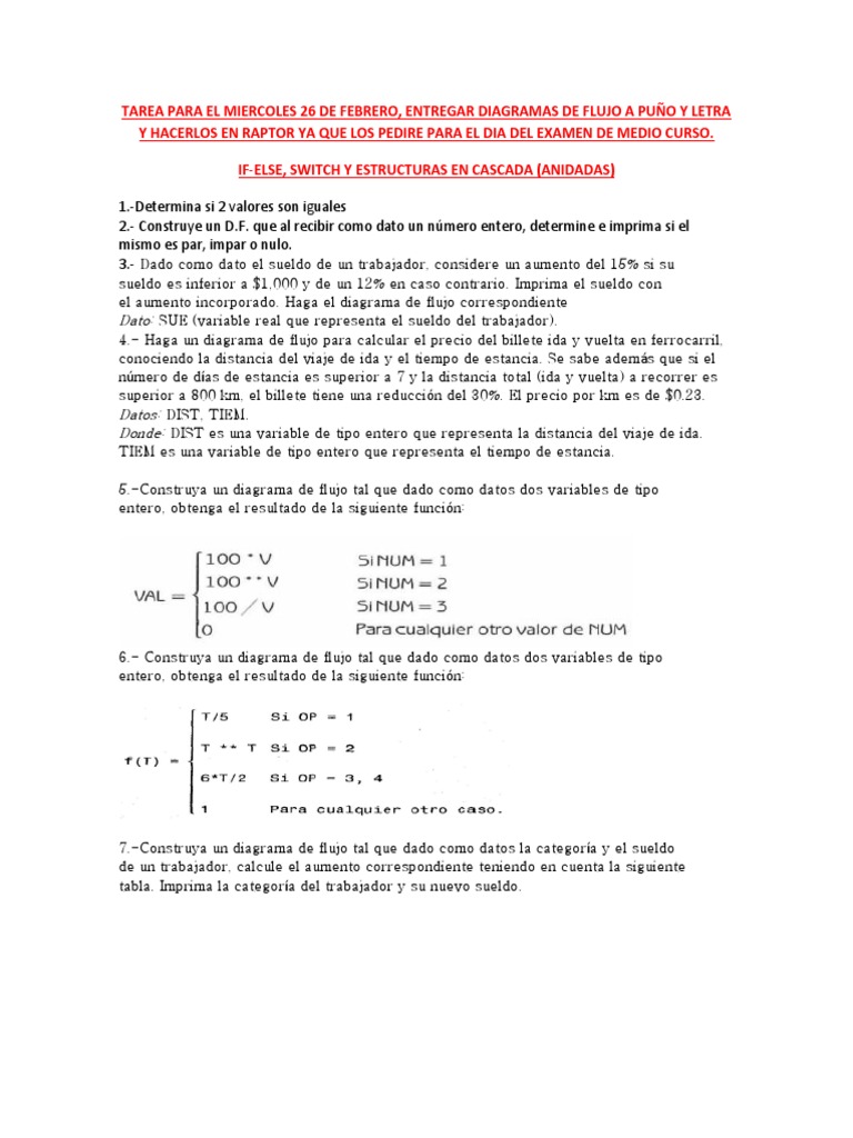 Ejemplos de Diagramas de Flujo IF-ELSE | PDF
