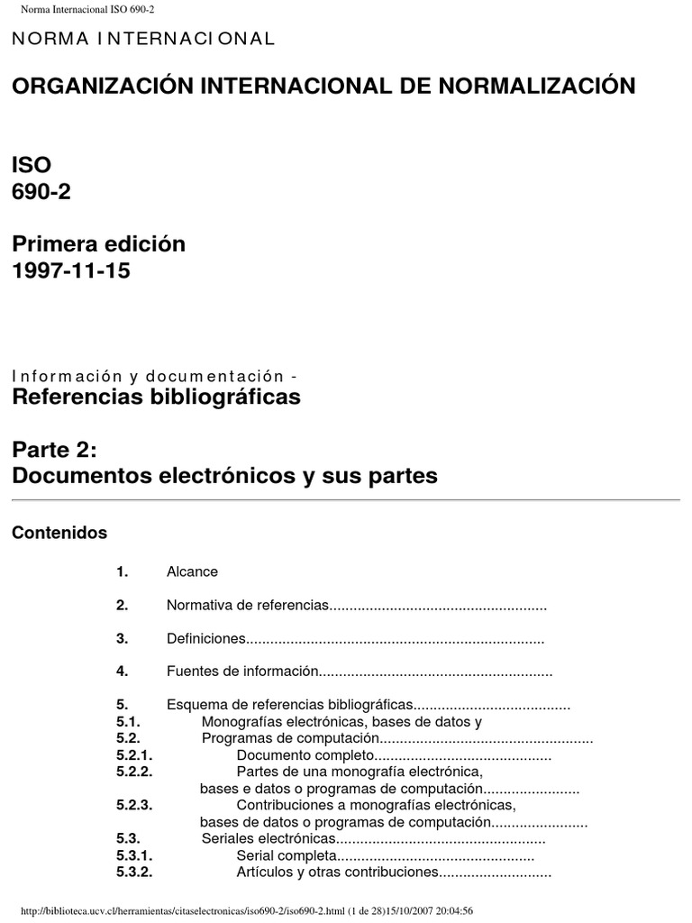 Norma Internacional Iso 690 2 | PDF | Organización internacional para ...