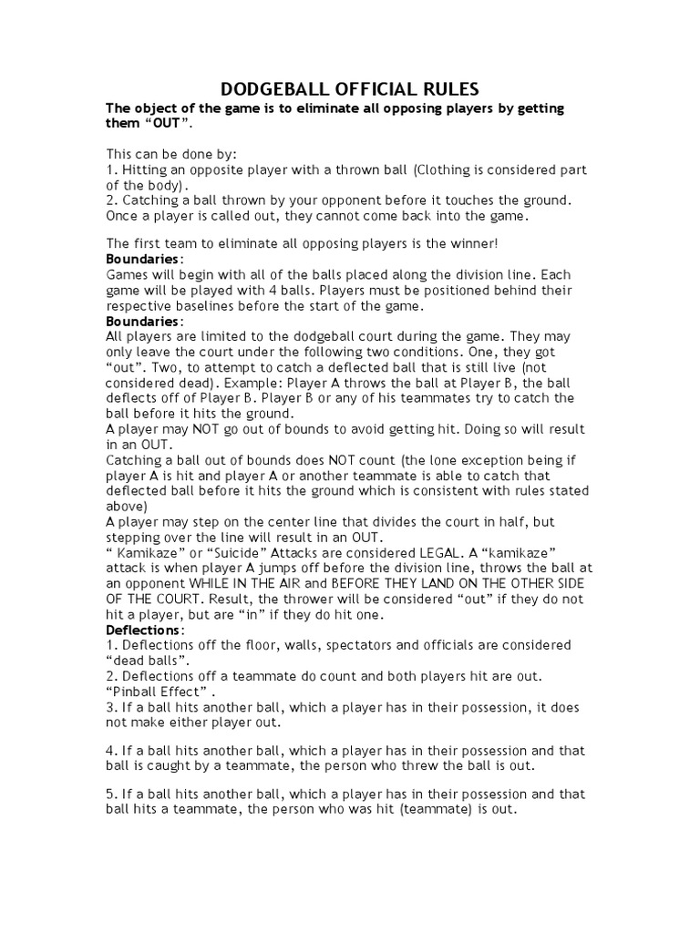 Dodgeball Rules & Regulations Guide | PDF