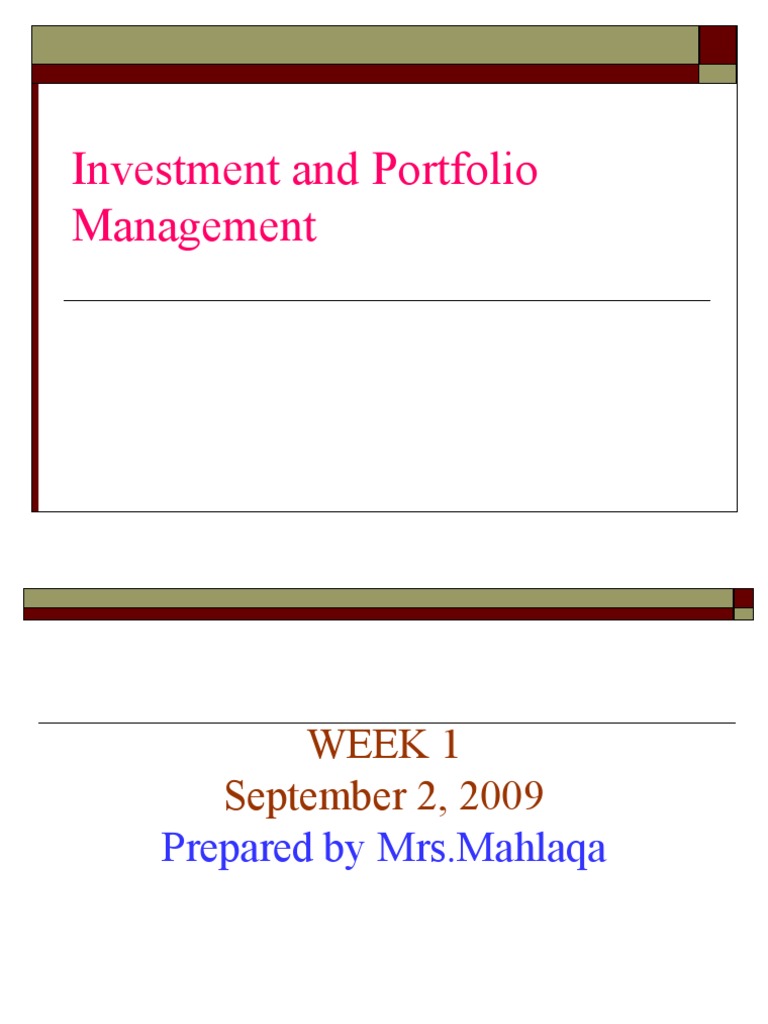 Investment and Portfolio Management | PDF | Bonds (Finance ...