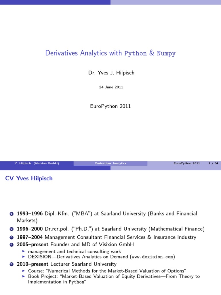 Derivatives Analytics With Python Numpy Pdf Pdf Option Finance