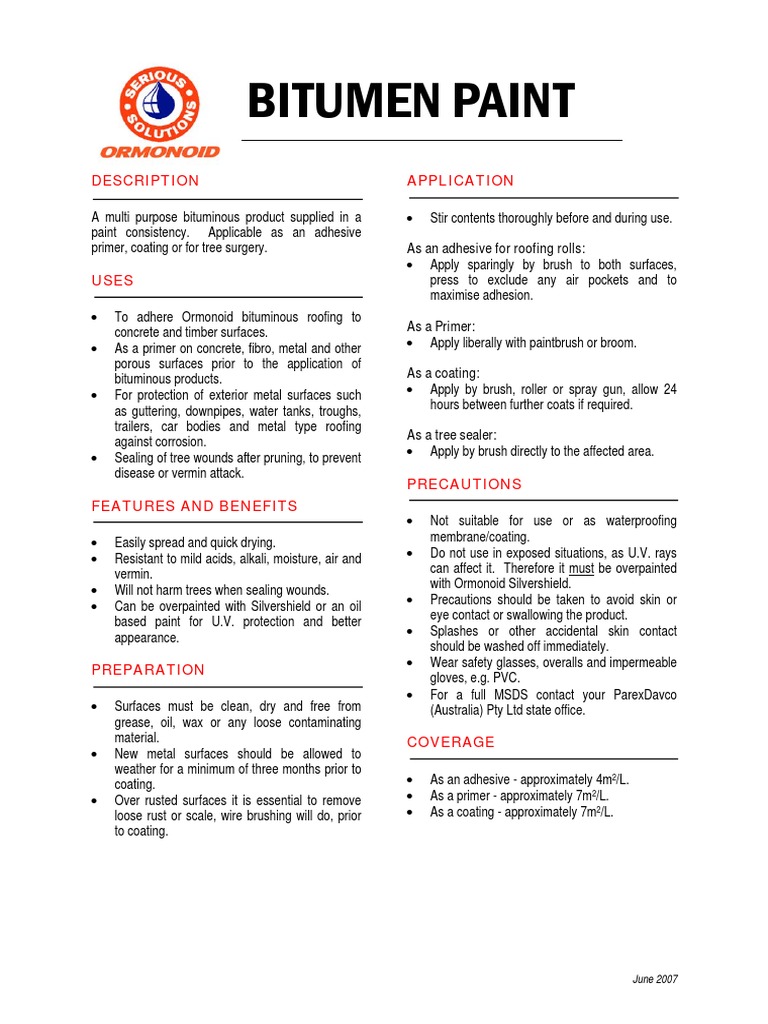 Bitumen Paint | PDF | Paint | Asphalt