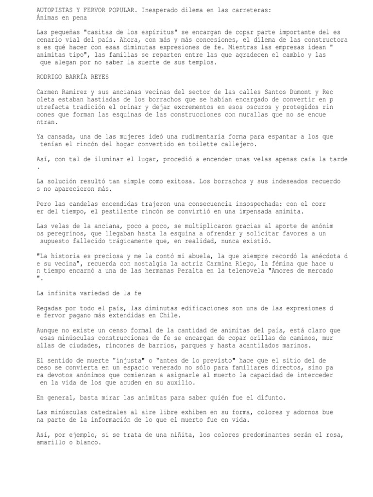 Animitas Carreteras Chile | PDF