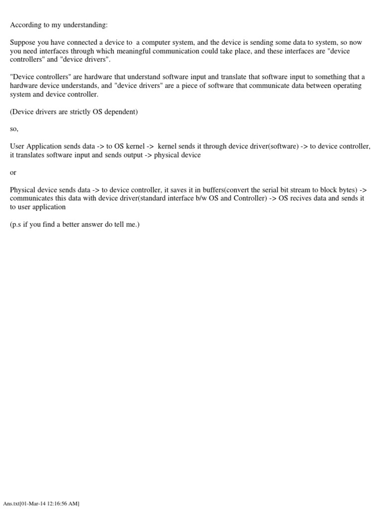 Difference Between Device Driver and Device Controller | PDF | Teaching ...