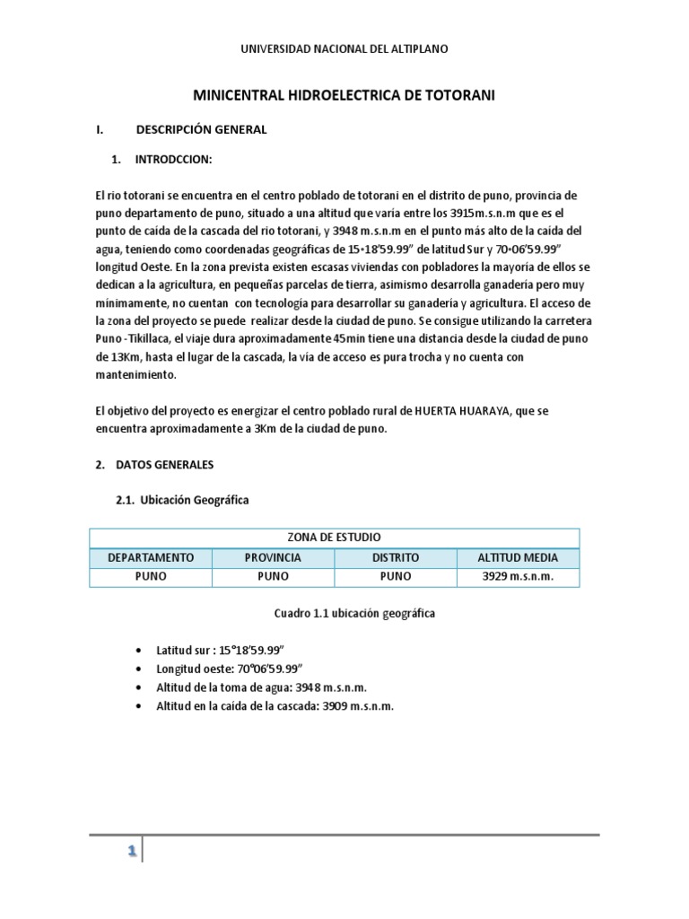 Proyecto Totorani Henry | PDF | Descarga (hidrología) | Tubería ...