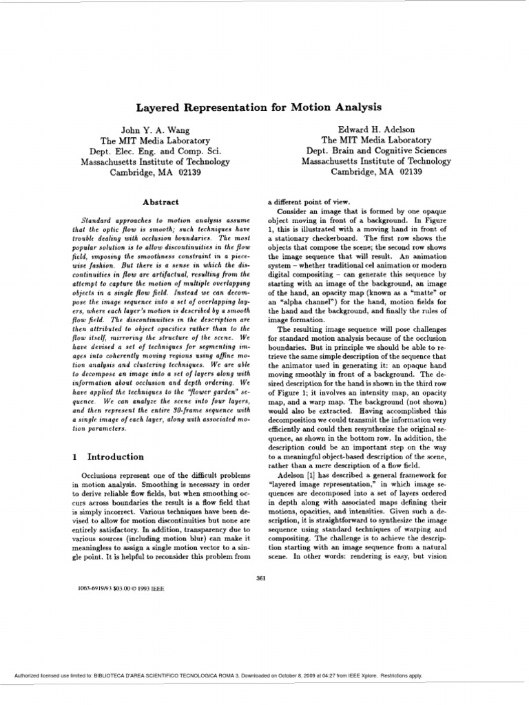 Layered Motion Analysis Techniques | PDF | Image Segmentation ...