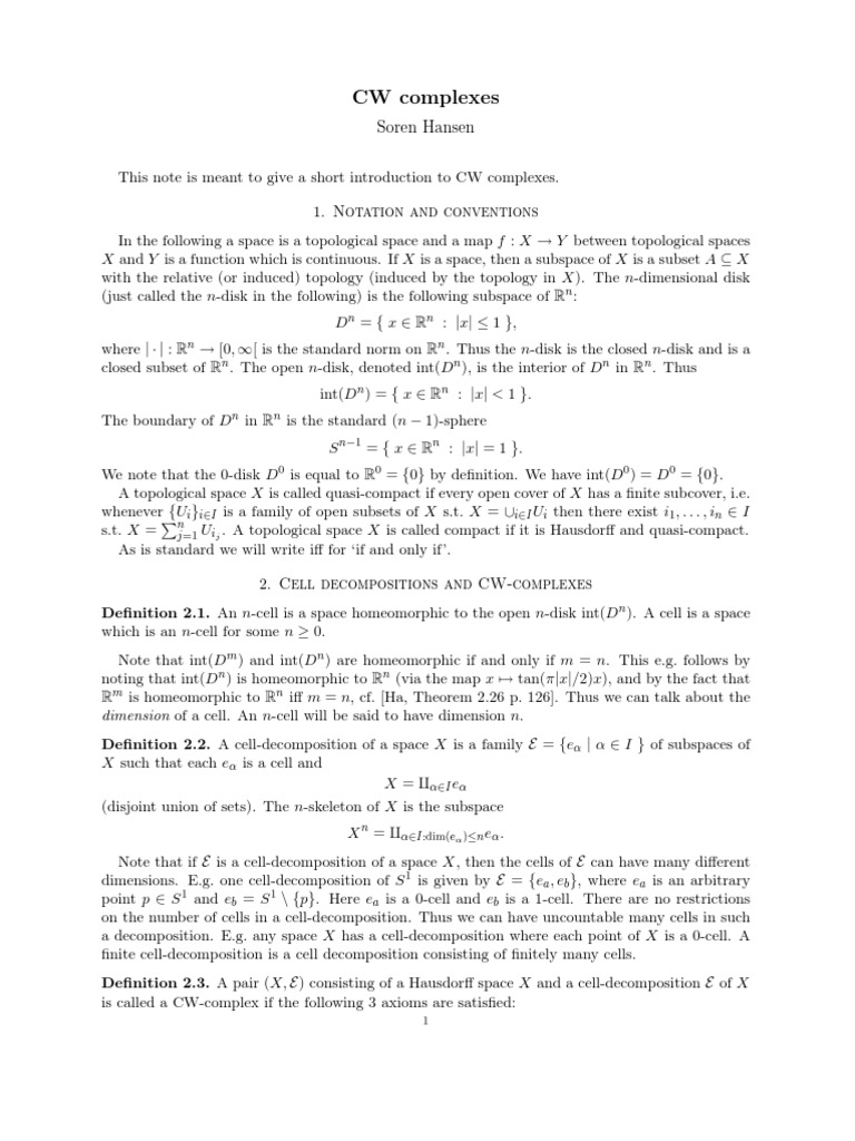 CW Complexes | Download Free PDF | Compact Space | Topology