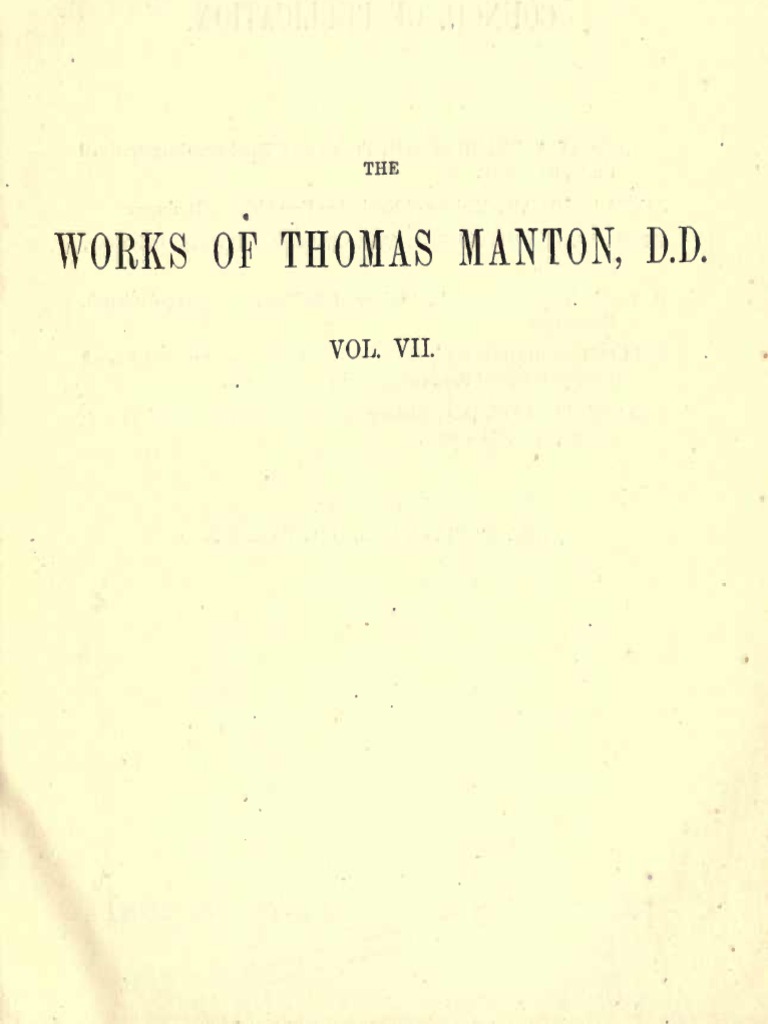 The Complete Works of Thomas Manton, D.D. Vol 7 | PDF | Grace In ...