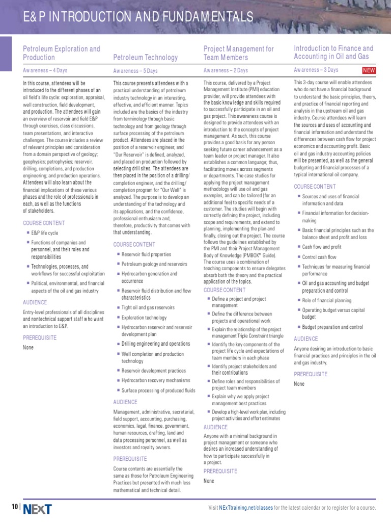 Oil and Gas Training Course Catalog - Part 2 | PDF | Petroleum ...