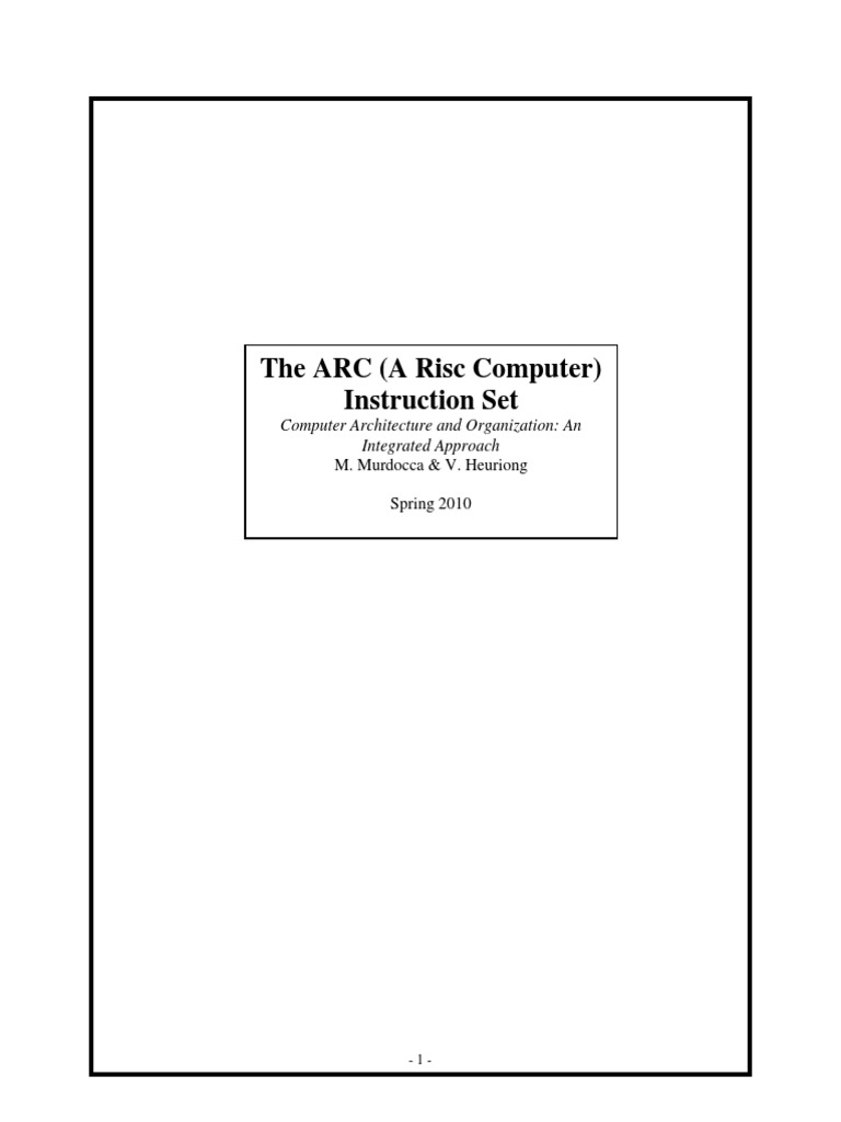 Arc Instruction Sets P 10 Pdf Input Output Instruction Set