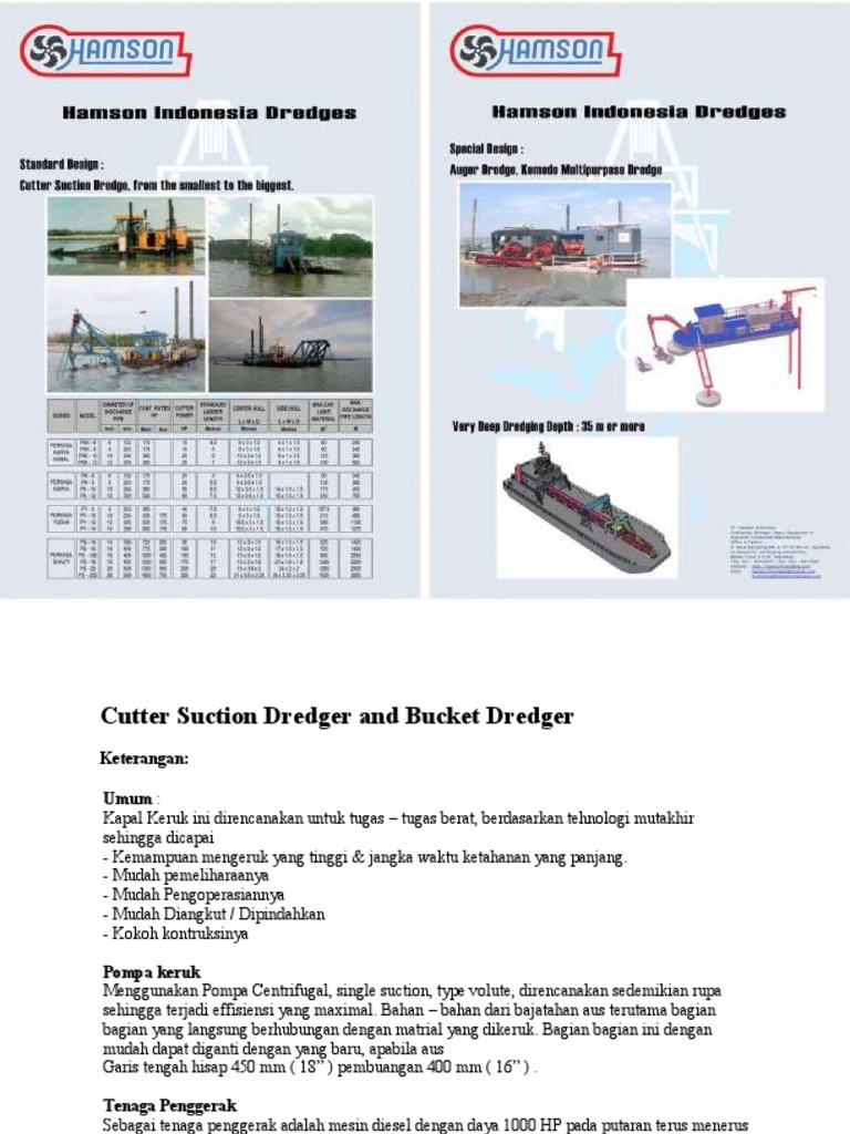 Cutter Suction Dredger and Bucket Dredger | PDF