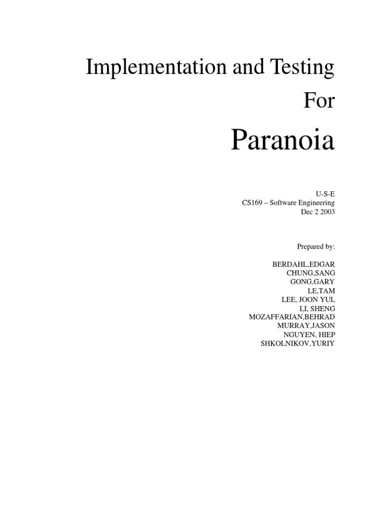 Implementation and Testing For: Paranoia | PDF | Signal To Noise Ratio ...