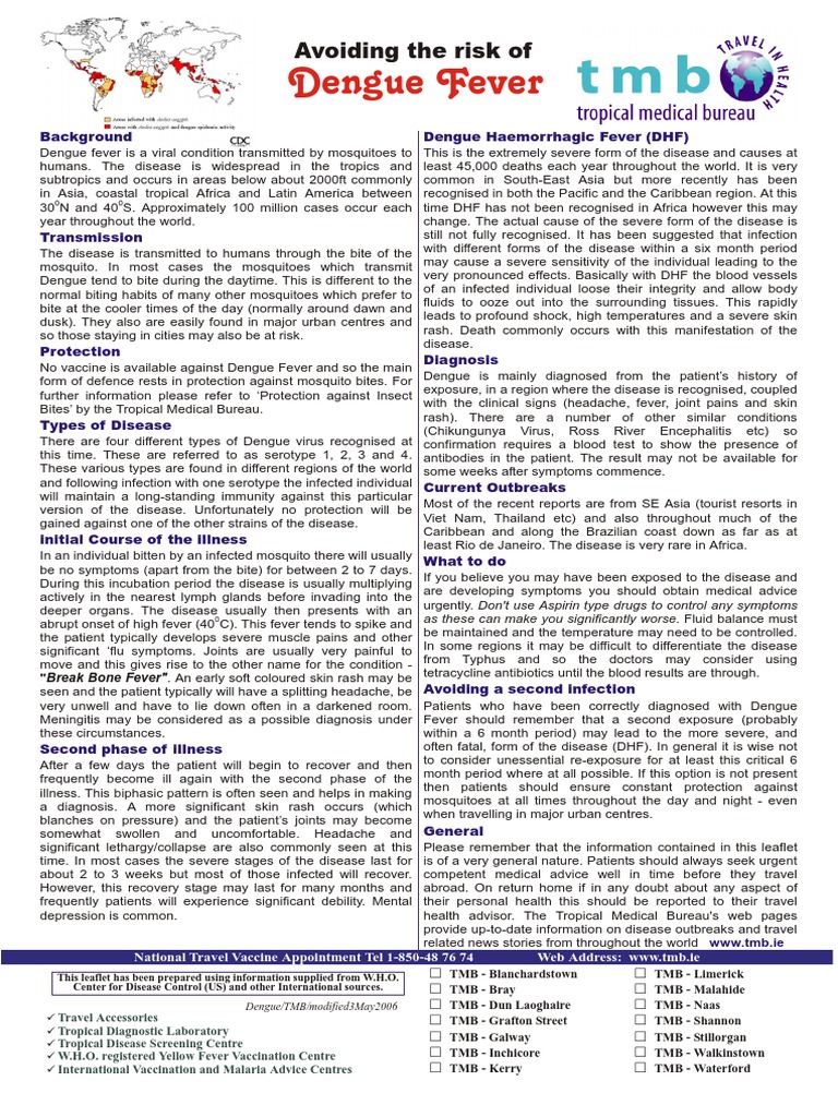 Dengue Fever: Avoiding The Risk of | PDF | Animal Diseases | Epidemiology