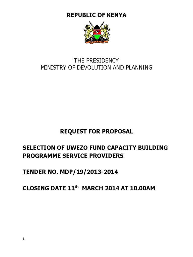 Uwezo Fund Tender Document PDF | Capacity Building | Entrepreneurship