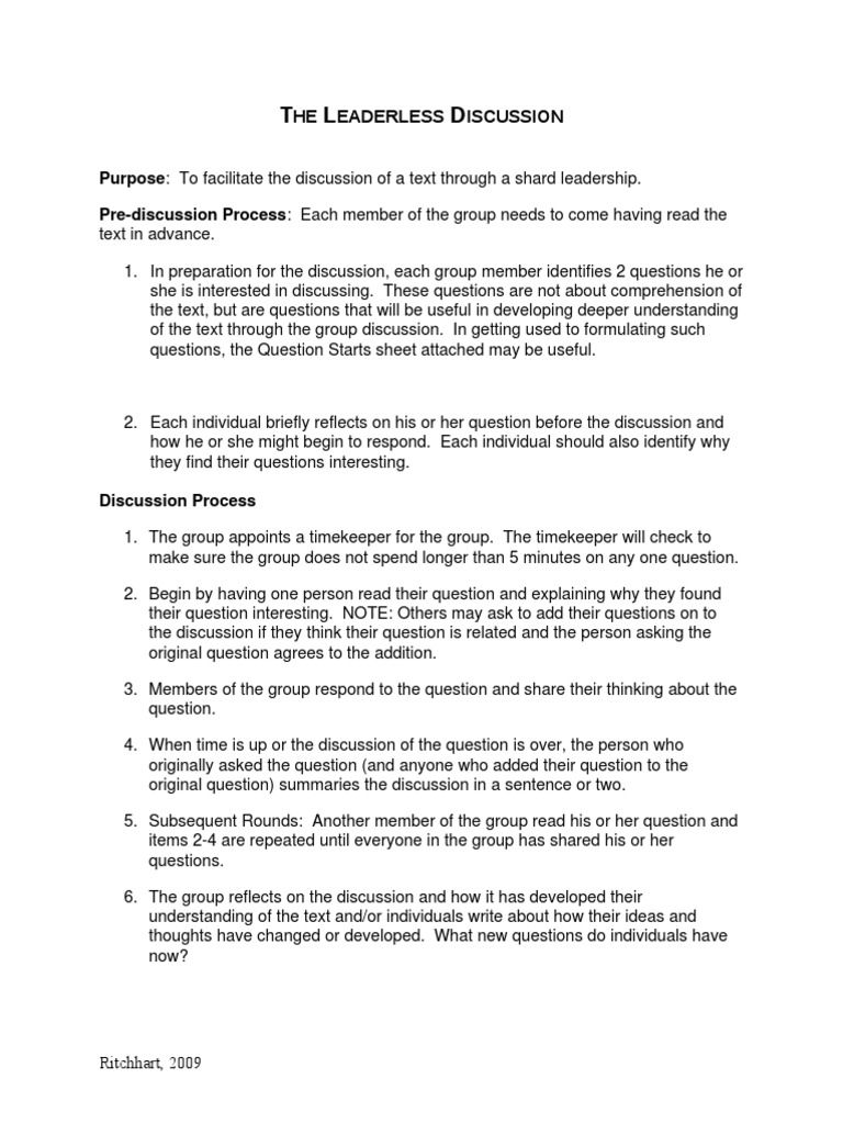 The Leaderless Discussion | PDF | Reading Comprehension | Cognition