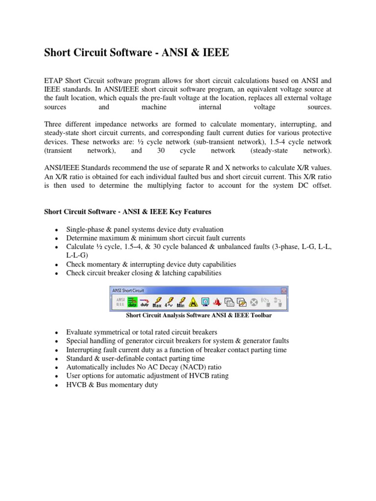 ETAP-Short Circuit Software | PDF | Electrical Network | Electric Power ...
