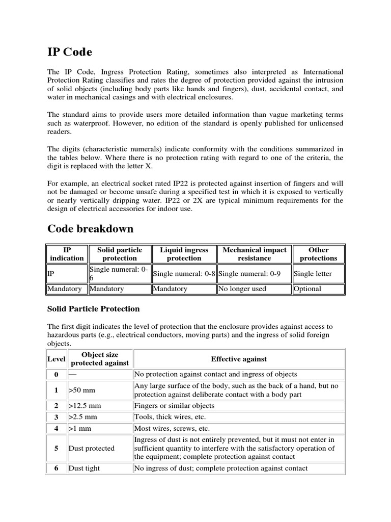 Ingress Protection Rating | PDF | Electrical Engineering | Electromagnetism