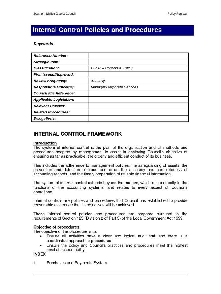 Internal Control Policies | PDF | Depreciation | Receipt