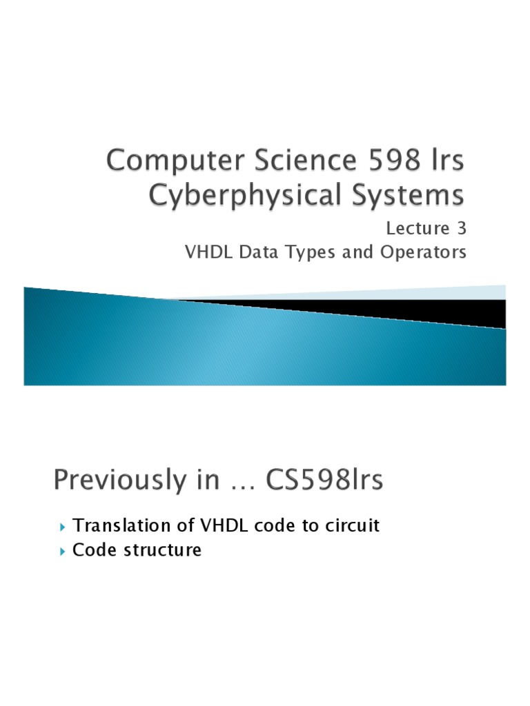 Vhdl Data Types And Operators Pdf Data Type Vhdl