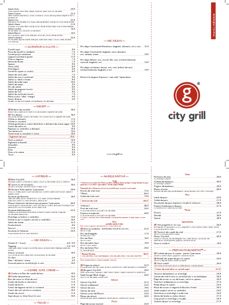 Meniu Mancare - City Grill | PDF