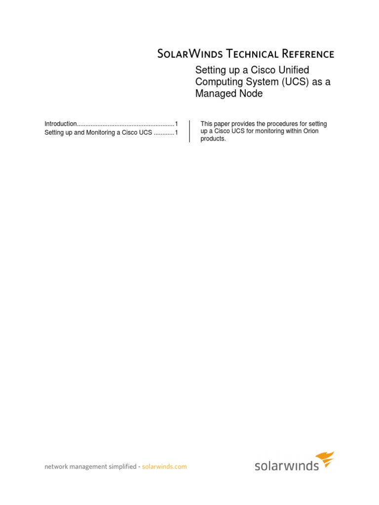 Setting Up Cisco Ucs For Monitoring in Solarwinds | PDF | Trademark ...