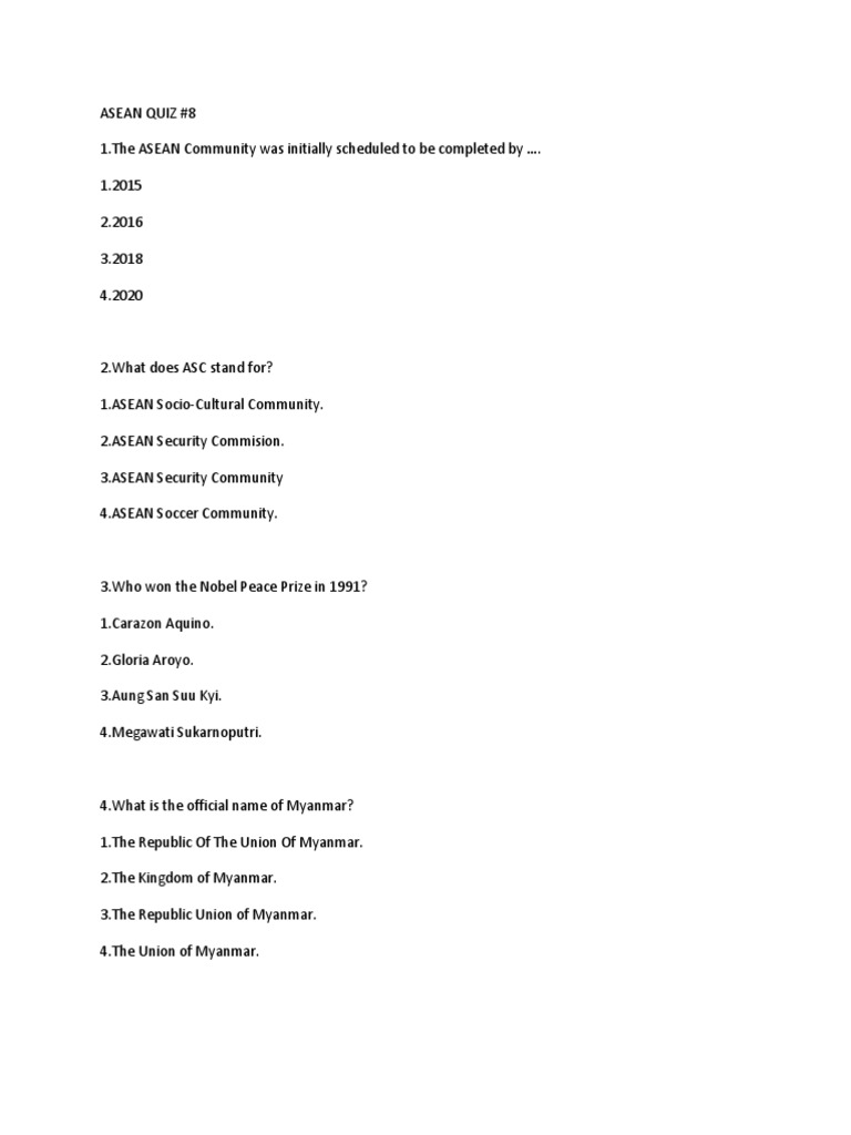 Soalan Kuiz Asean 1... | PDF