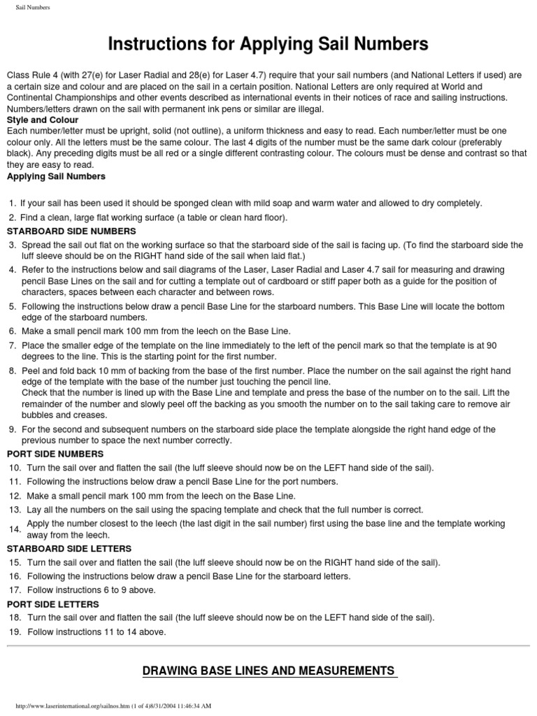 Laser Sail Numbering Instruction | PDF | Sail | Nature