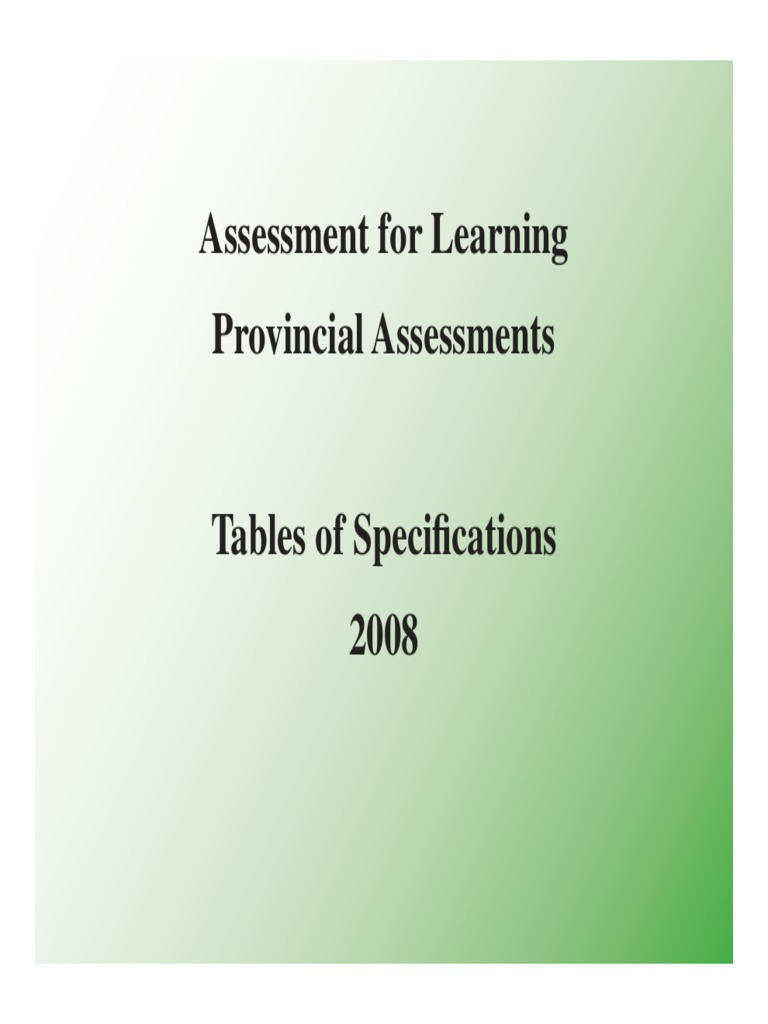 Assessment For Learning Provincial Assessments | PDF | Educational ...
