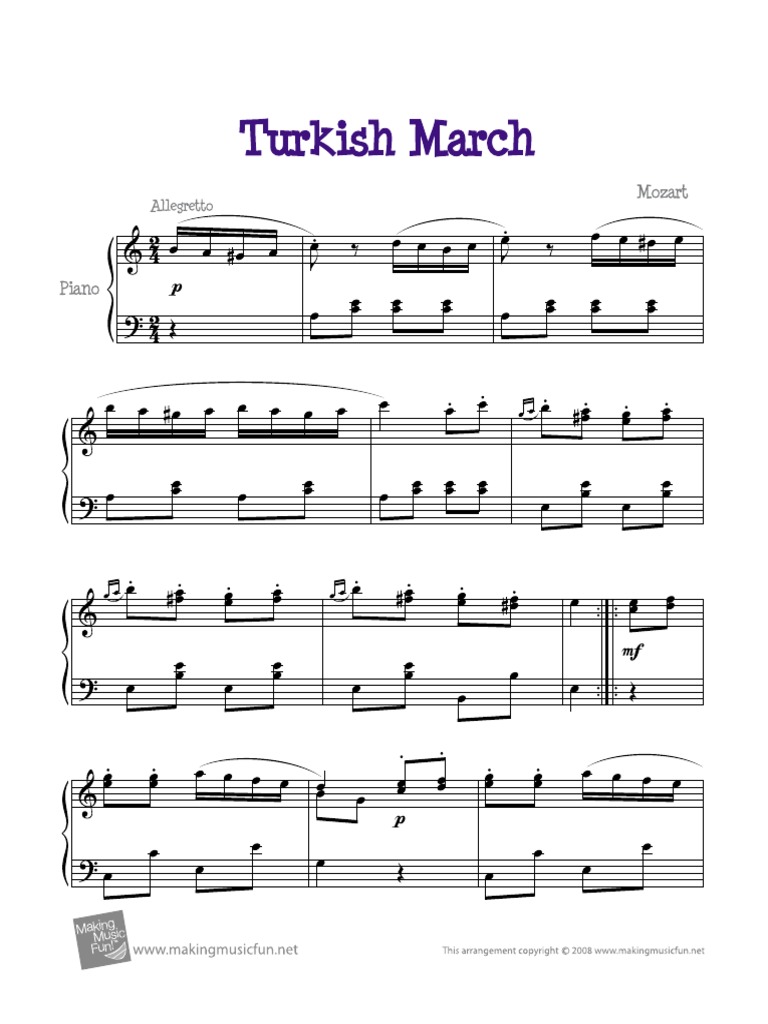 Turkish March Piano Solo