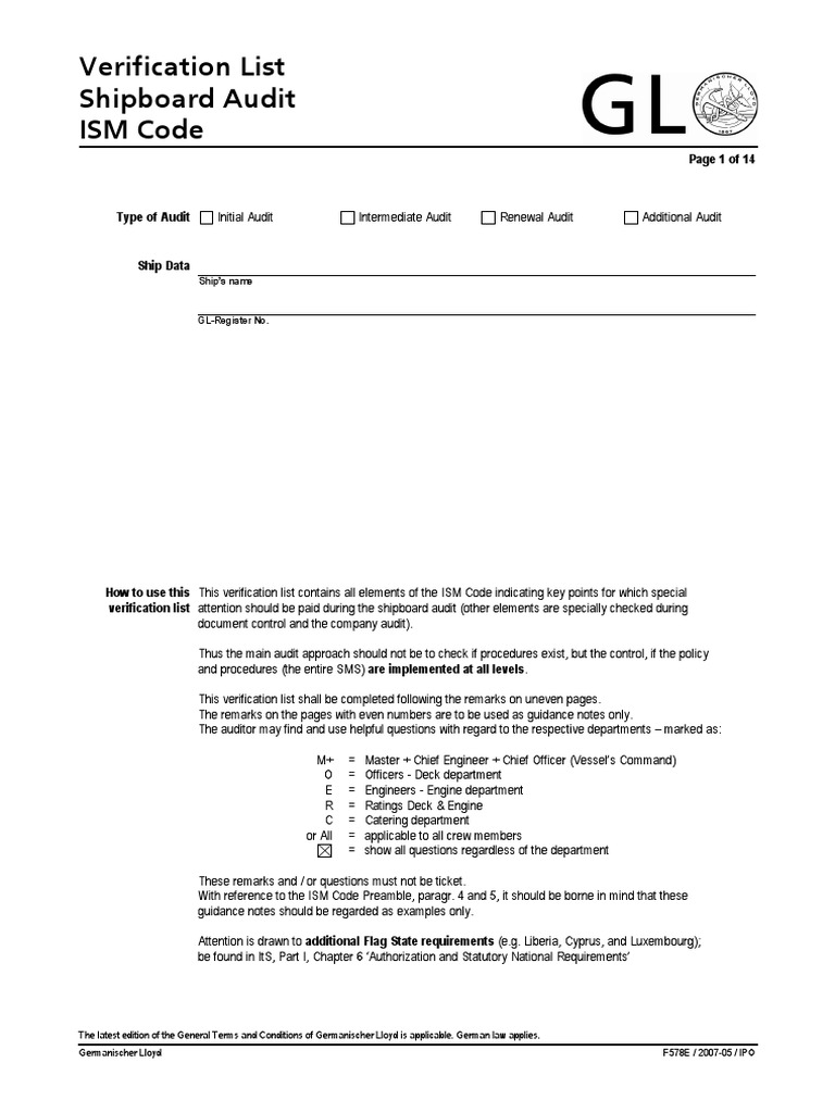 Checklist ISM Audit | PDF | Internal Audit | Verification And Validation